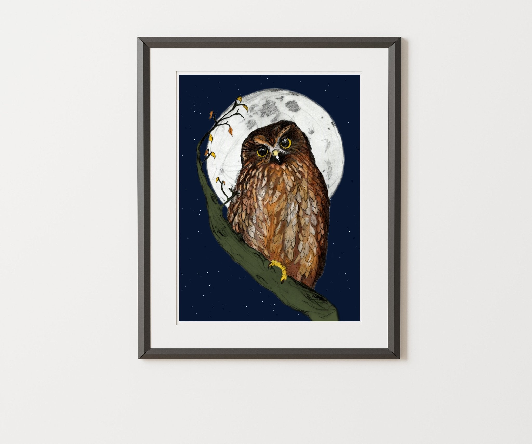 Ruru Illustrated Art Print - Enchanting Nature Design